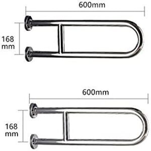 Grab Bars for Bathtubs and Showers, 24" U-shaped Bathroom Grab Bar, 304 Stainless Steel Wall Mount Safety Toilet Handle, Non-slip Balance Bar, Elderly Assist Support Railing, Easy to Grip Safety Showe