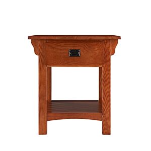 Leick Home 8222-SC Mission Impeccable End Table with Locking Secret Compartment, Made with Solid Wood, Side Table for Living Rooms, Medium Oak Finish