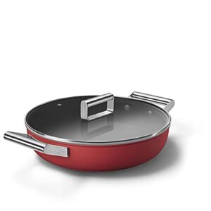 smeg cookware 11-inch red deep pan with lid