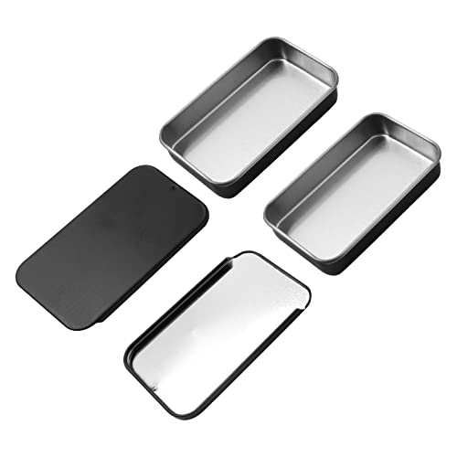 Murtenze 12PCS Metal Tin Box Containers with Slide Lids, Portable Slide Cover Storage Box for Wedding Jewelry Lip Balm Container Cosmetic Organizer. (Black, 3.15 x 1.97 x 0.59inch)