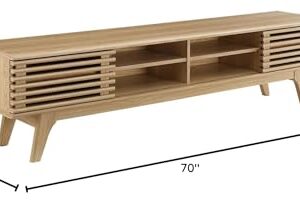 Modway Render Mid-Century Modern Low Profile 70 Inch Media Console TV Stand in Oak, 70"