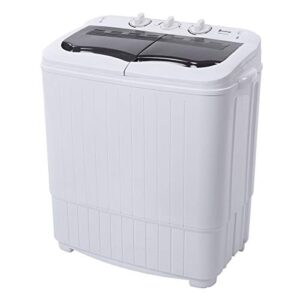 zokop portable compact twin tub washing machine capacity 14.3lbs 1300rpm/mins semi-automatic washer laundry machine dryer built-in drain pump spin cycle, grey, 22.83inch x 14.72inch x 26.38inch