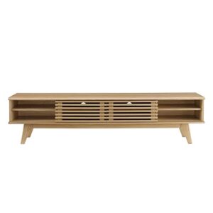 Modway Render Mid-Century Modern Low Profile 70 Inch Media Console TV Stand in Oak, 70"