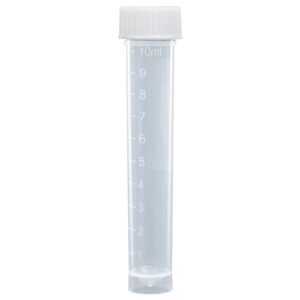 globe scientific 6102, transport tube, 10ml, with separate white screw cap, pp, conical bottom, self-standing, molded graduations, cs/1000