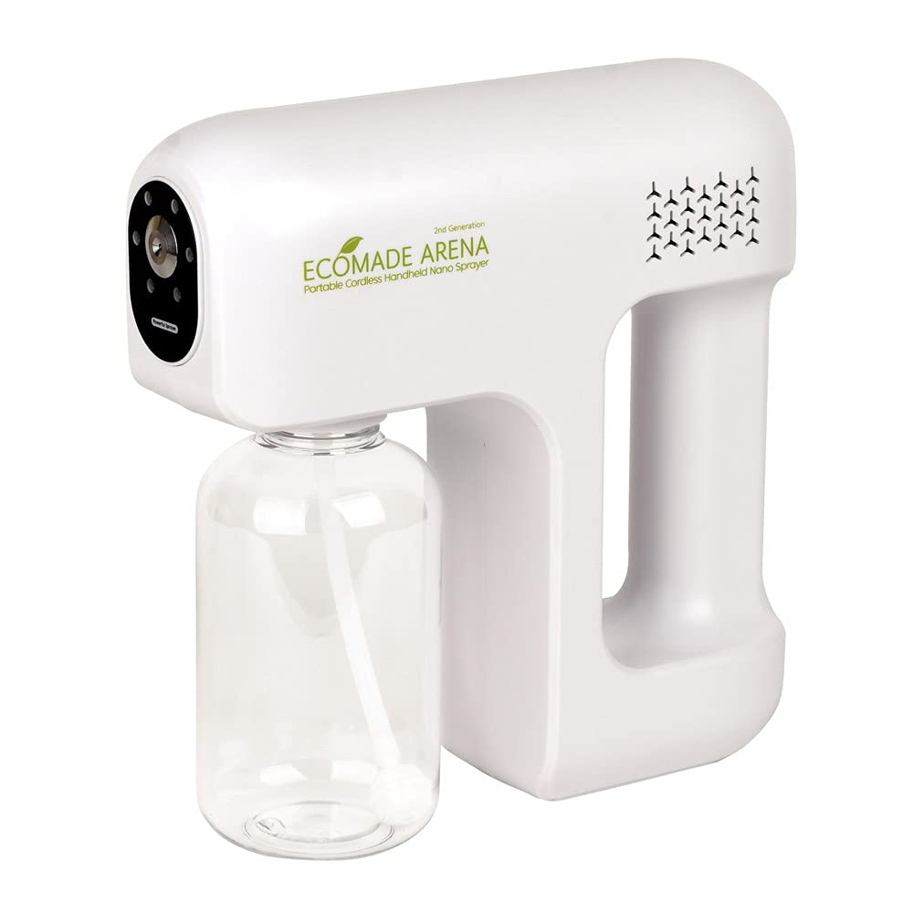 Portable Cordless Handheld Nano Mist Sprayer Fogger ULV Atomizer for Home, Office, School, or Garden (White)