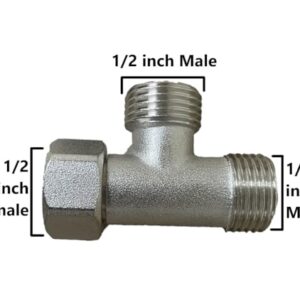 Stainless Steel Bidet T-Adapter 1/2 inch Female, 1/2 inch Male