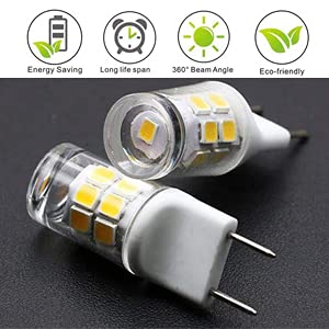 Adzok G8 Light Bulb, G8 GY8.6 Bi-pin Base LED, Not Dimmable T4 G8 Base Bi-pin Xenon JCD Type LED 120V 35W Halogen Replacement Bulb for Under Counter Kitchen Lighting (5-Pack) (Daylight White 6000k)