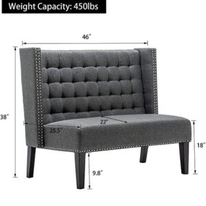 Andeworld Modern Loveseat Settee Bench Sofa Upholstered Banquette Couch for Dining Living Room Hallway or Entryway Seating Funiture with Wooden Legs,Slate