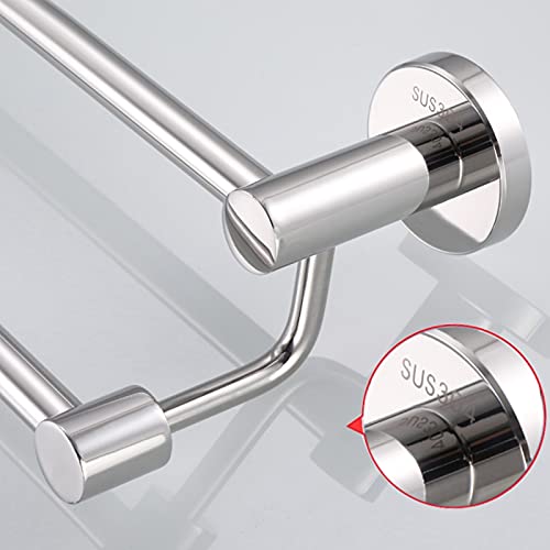 CL-ZZZ Stainless Steel Double Towel Rails, Polished Silver Finish Towel Bar 30cm-120cm, Wall Mounted Bath Towel Rod for Bathroom or Kitchen (Size : 35.4inch(90cm))