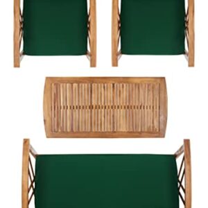 SAFAVIEH Outdoor Collection Fontana Natural/ Green Cushions 4-Piece Conversation Patio Set