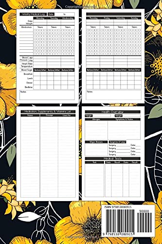 Medication Log Book: 52 Weeks Daily Medical Journal & Healthcare Diary to Track Weight, Medication, Blood Pressure & Blood Glucose | Personal Health ... Keeper & Vital Signs Notebook for Women & Men