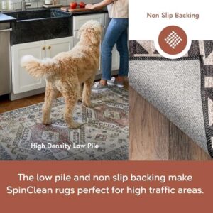 nuLOOM 3' x 5' SpinClean Machine Washable Stain-Resistant Area Rug with Non Slip Backing, Low Profile for Living Room, Bedroom, and Dining Room, Leighton Beige