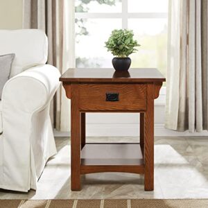 Leick Home 8222-SC Mission Impeccable End Table with Locking Secret Compartment, Made with Solid Wood, Side Table for Living Rooms, Medium Oak Finish