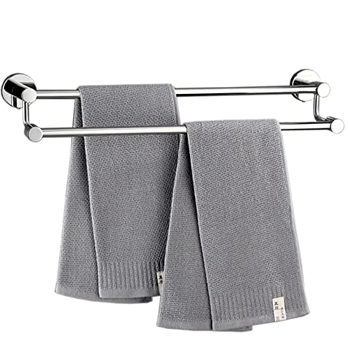 CL-ZZZ Stainless Steel Double Towel Rails, Polished Silver Finish Towel Bar 30cm-120cm, Wall Mounted Bath Towel Rod for Bathroom or Kitchen (Size : 35.4inch(90cm))