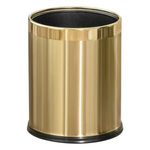 leasylife 2.6gallon/10l，brass gold bathroom trash can，gold bathroom waste baskets，golden small garbage can,gold waste basket for bedroom,office，store，metal trash bin without lid (gold)