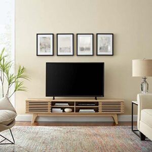 Modway Render Mid-Century Modern Low Profile 70 Inch Media Console TV Stand in Oak, 70"