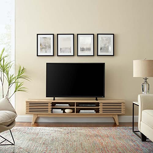 Modway Render Mid-Century Modern Low Profile 70 Inch Media Console TV Stand in Oak, 70"