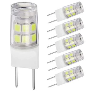 adzok g8 light bulb, g8 gy8.6 bi-pin base led, not dimmable t4 g8 base bi-pin xenon jcd type led 120v 35w halogen replacement bulb for under counter kitchen lighting (5-pack) (daylight white 6000k)