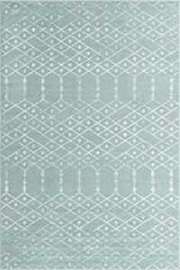 rugs.com paxon trellis collection rug – 5' x 8' aqua medium-pile rug perfect for bedrooms, dining rooms, living rooms