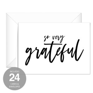 So Very Grateful Thank You Note Cards / 24 Everyday Greeting Cards With White Envelopes/Wedding Bridal Baby Shower Greeting Cards