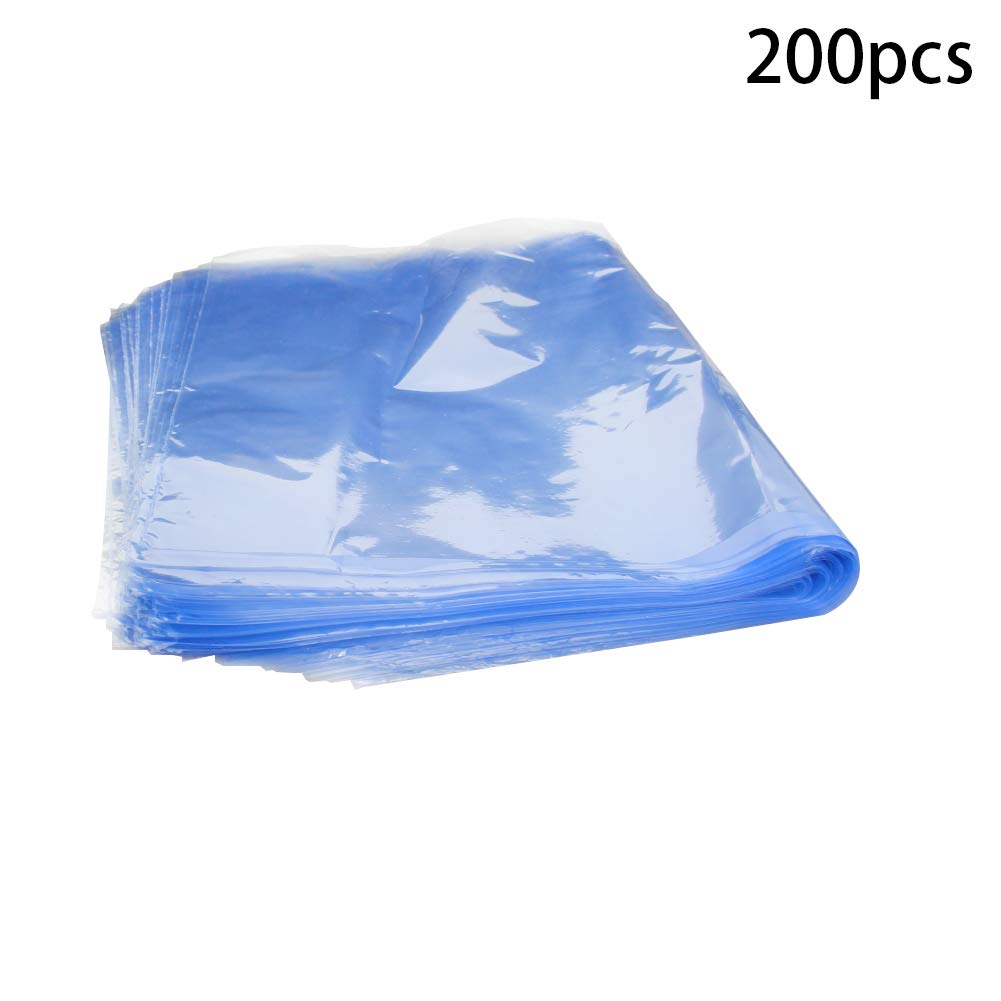 Bettomshin 200Pcs PVC Heat Shrink Wrap Bags,12.6 x 8.67Inch, L x W Shrinkable Wrapping Packaging Bags Light Blue for DIY Gifts Shoes Candle