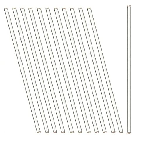 Pack of 12 Lab Glass Stirring Rod 6 inch (150mm) Long, 0.25" Diameter with Both Ends Round for Science, Lab, Kitchen, Science Education