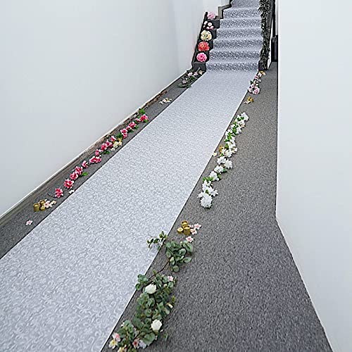 BalsaCircle 50 feet White Lace Floral Aisle Runner - Wedding Ceremony Engagement Party Reception Events Bridal Shower Decorations