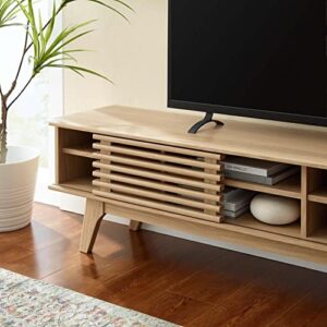 Modway Render Mid-Century Modern Low Profile 70 Inch Media Console TV Stand in Oak, 70"