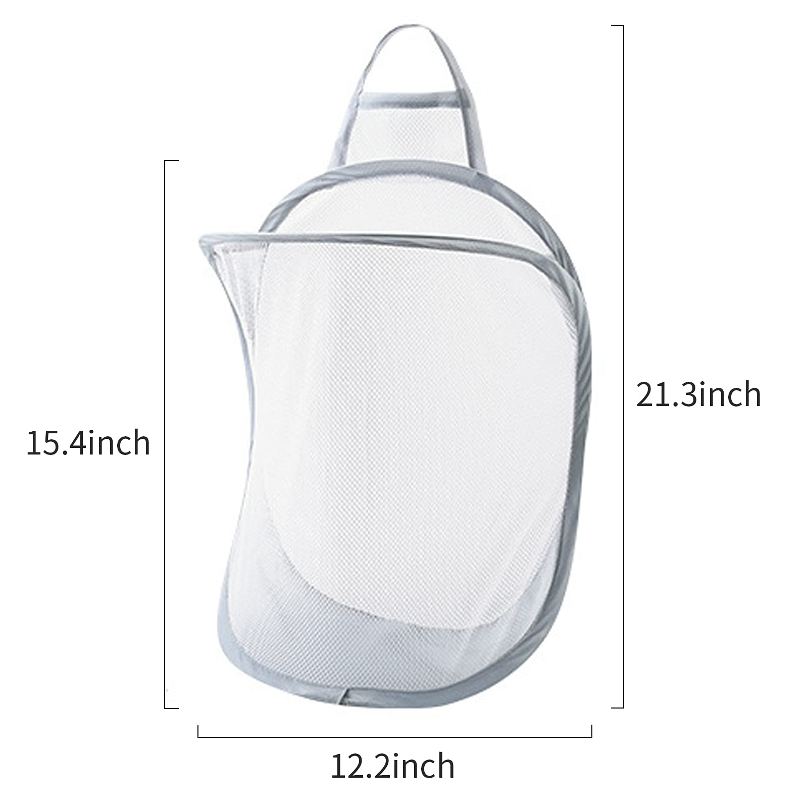 Pop-up Hanging Laundry Hamper Small Mesh Laundry Basket 2 Pack Foldable Hamper Collapsible Wall Mounted Storage Bag, Back to School Supply Grey & White