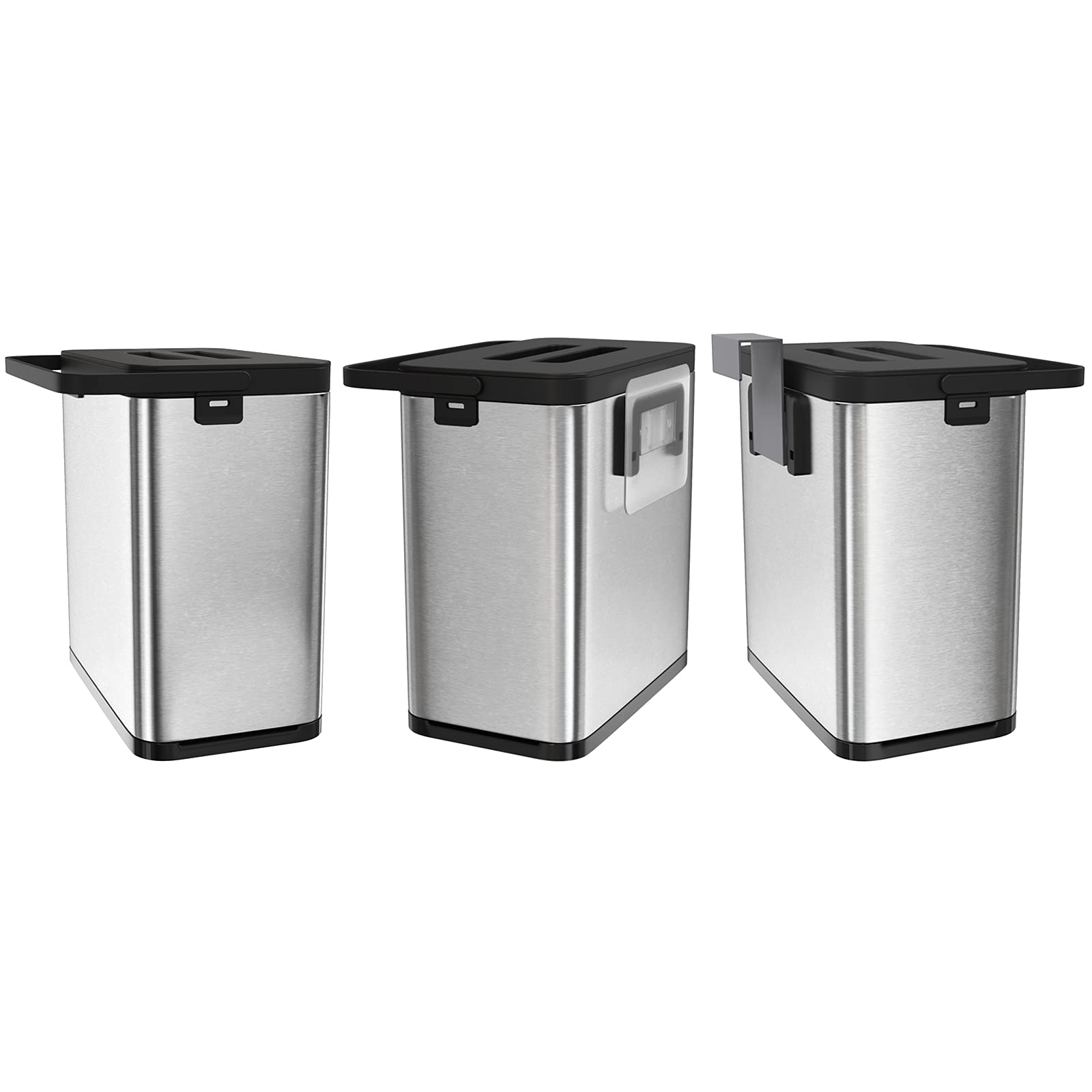 Orimade Small Trash Can with Lid 3 Liter/0.8 Gallon Compost Bin Waste Basket with Removable Inner Bucket for Kitchen Countertop or Under Sink Hanging for Cupboard Mountable Garbage Can Stainless Steel