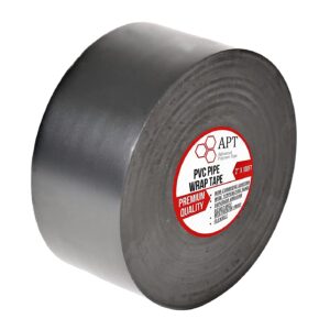 APT, 10 Mil (2" x 100 ft,) Weatherproof Black PVC Pipe Wrap Tape for Corrosion Protection, Drain Pipe Wrap Tape, Pipe Wrap Insulation Tape for Outdoor, Underground Pipe (1 Roll)