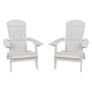 flash furniture charlestown folding adirondack chair - white - poly resin - indoor/outdoor - weather resistant - set of 2