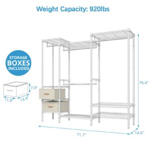 VIPEK V8 White Metal Clothes Rack, Adjustable Shelves, Holds 816 lbs, Compact Design, Easy Assembly