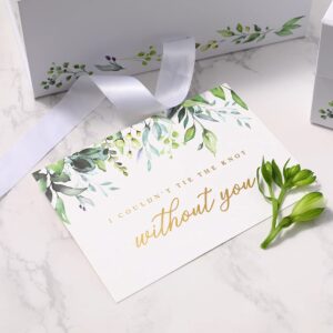 BRIGEL Bridesmaid Proposal Box, Will You Be My Maid of Honor Proposal Box for Maid of Honor Gifts, Leaf-Patterned White Box with Gold-Foiled Text, Magnetic Closure, and a White Ribbon