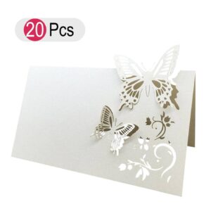 YURASIKU 20 Pcs Hollow Butterfly Table Name Card Wedding Banquet Party Holiday Baby Shower Christmas Place Card