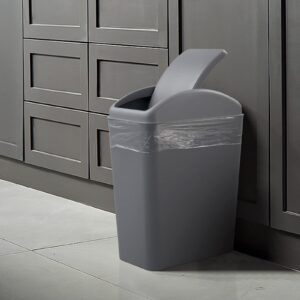 Cand 1 Pack 4 Gallon Kitchen Garbage Can, 16 L Plastic Trash Can with Swing Lid, Grey