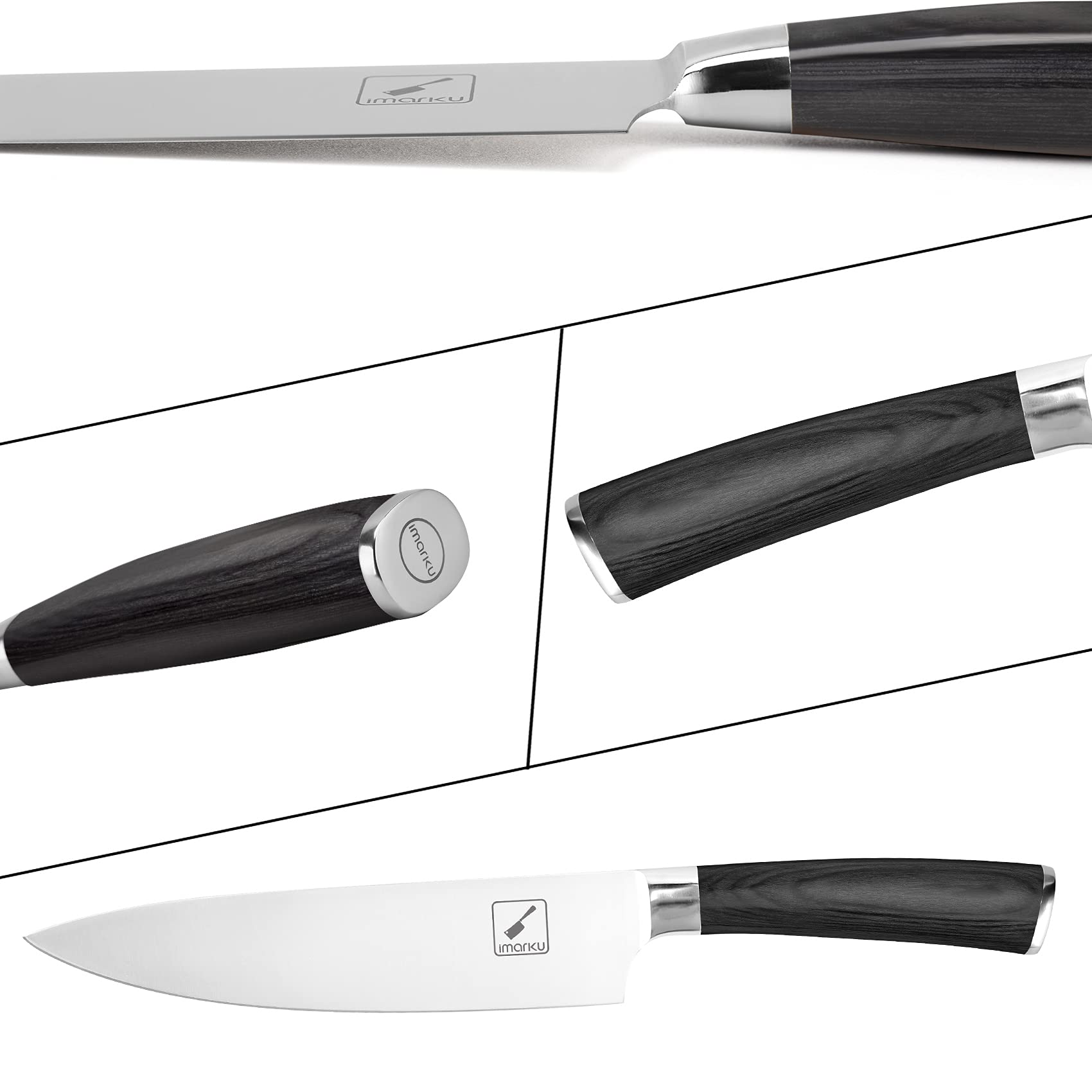 imarku Chef Knife - Pro Kitchen Knife 8 Inch Chef's Knives Japanese SUS440A Stainless Steel Sharp Paring Knife with Ergonomic Handle, Black Handle, Christmas Gifts for Women Men