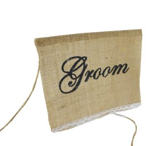 NOVELTY GIANT WWW.NOVELTYGIANT.COM Rustic Wedding Bride & Groom Chair Signs Burlap Banners