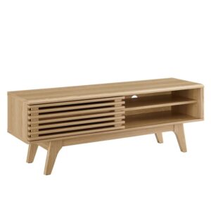 modway render mid-century modern low profile 48 inch tv stand in oak, 48"