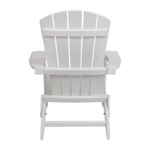 Flash Furniture Charlestown Folding Adirondack Chair - White - Poly Resin - Indoor/Outdoor - Weather Resistant - Set of 2