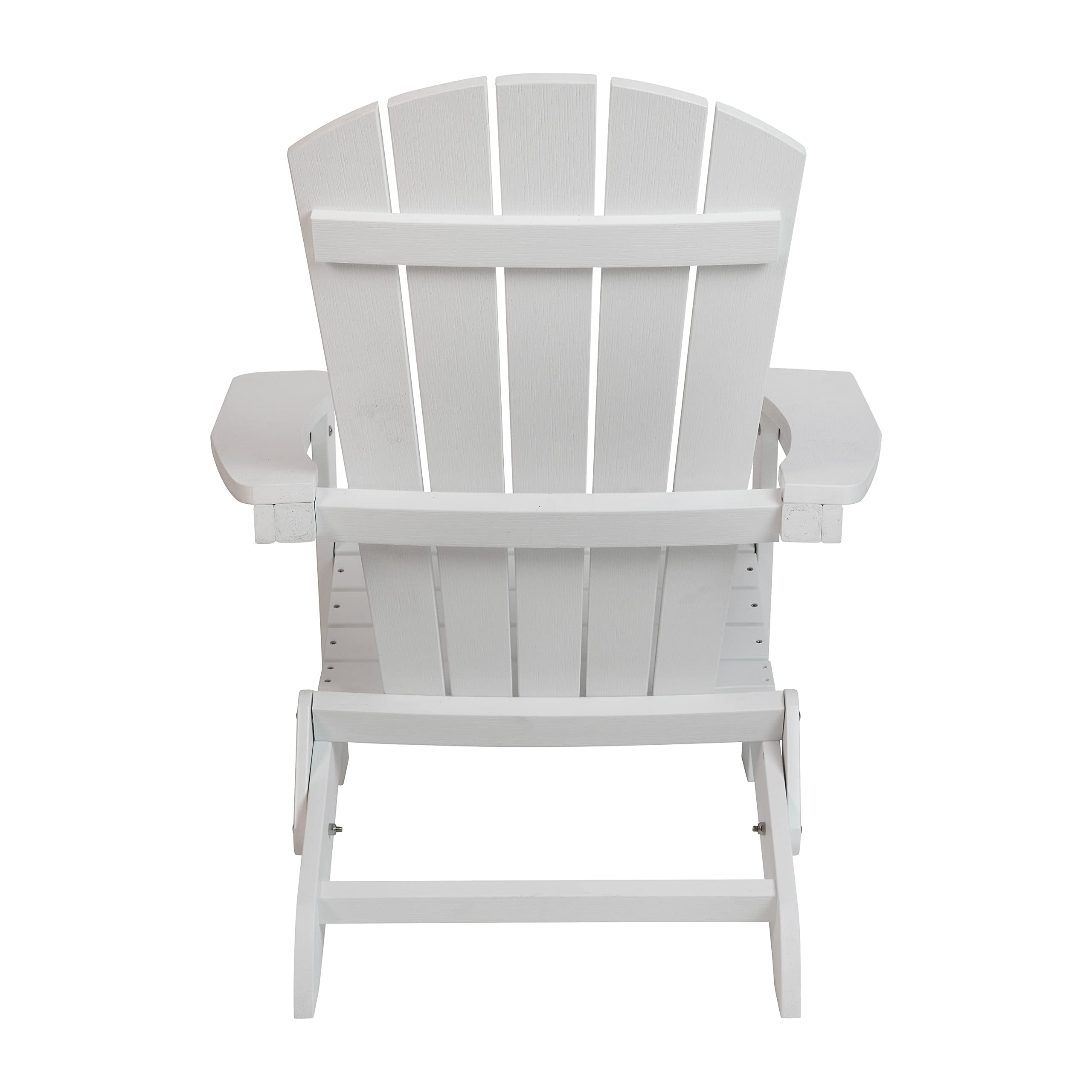 Flash Furniture Charlestown Folding Adirondack Chair - White - Poly Resin - Indoor/Outdoor - Weather Resistant - Set of 2