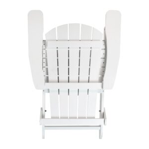 Flash Furniture Charlestown Folding Adirondack Chair - White - Poly Resin - Indoor/Outdoor - Weather Resistant - Set of 2