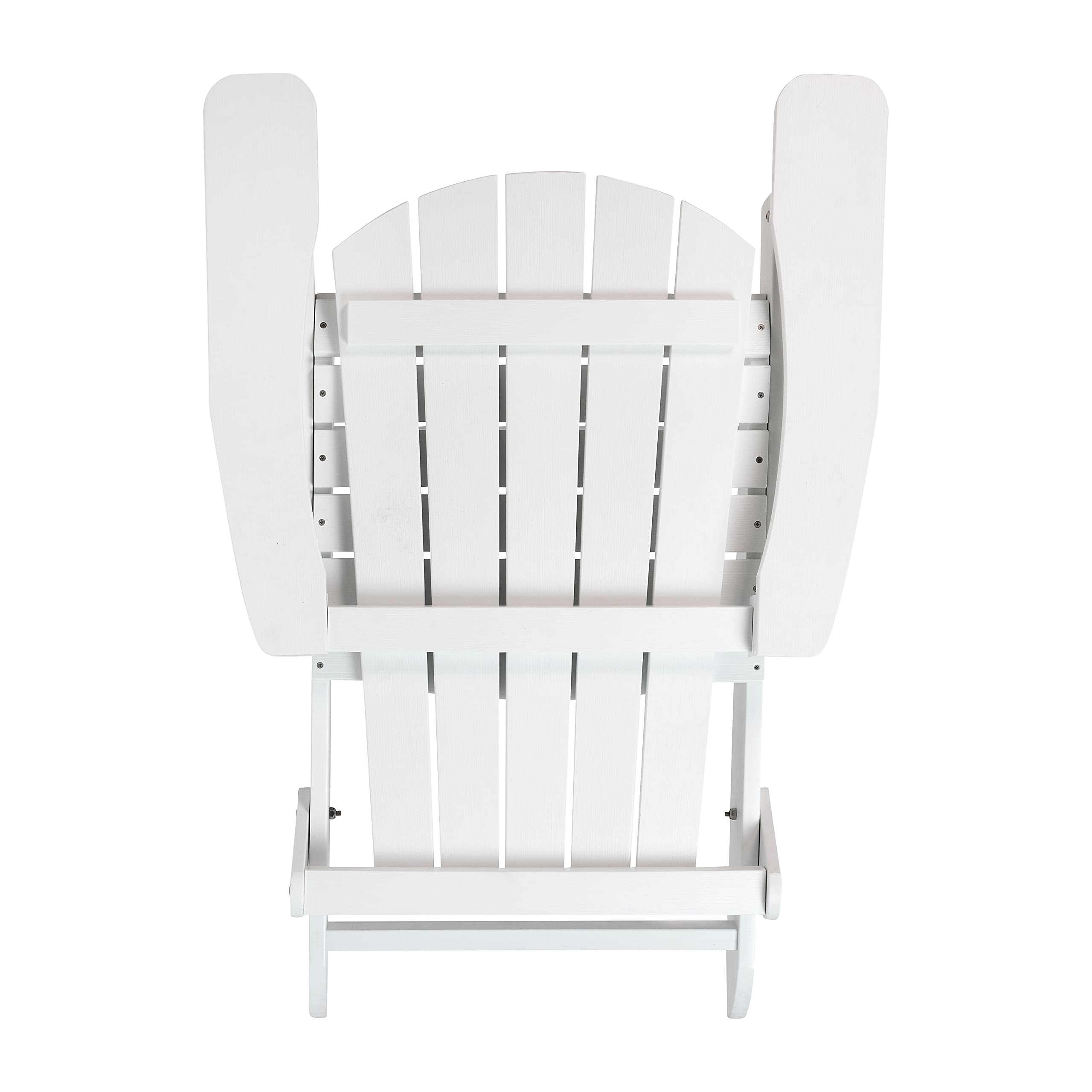 Flash Furniture Charlestown Folding Adirondack Chair - White - Poly Resin - Indoor/Outdoor - Weather Resistant - Set of 2