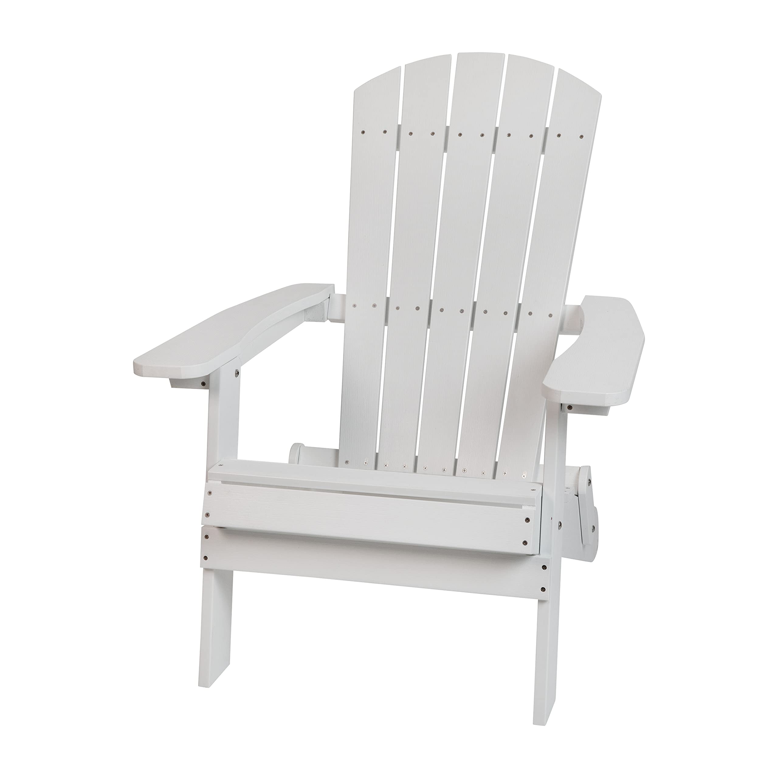 Flash Furniture Charlestown Folding Adirondack Chair - White - Poly Resin - Indoor/Outdoor - Weather Resistant - Set of 2