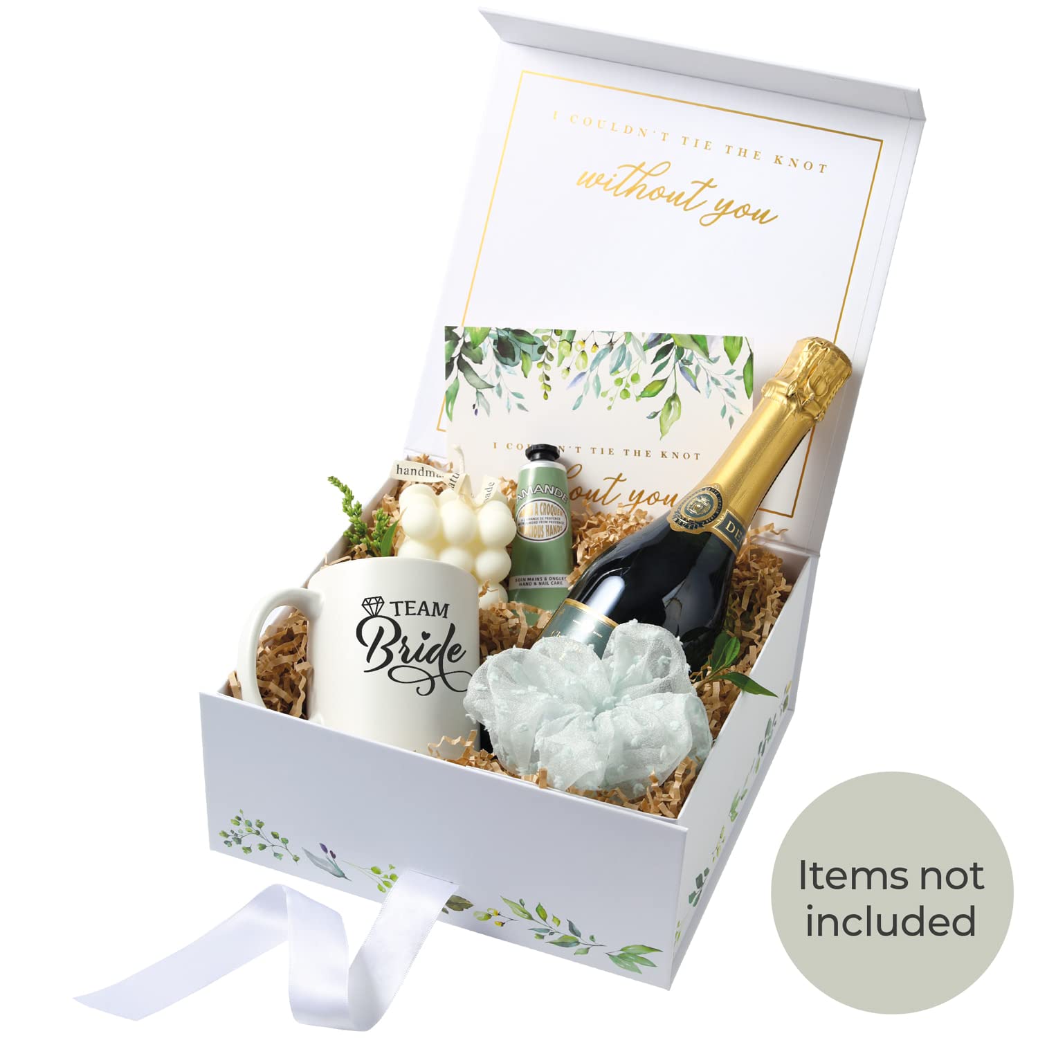 BRIGEL Bridesmaid Proposal Box, Will You Be My Maid of Honor Proposal Box for Maid of Honor Gifts, Leaf-Patterned White Box with Gold-Foiled Text, Magnetic Closure, and a White Ribbon