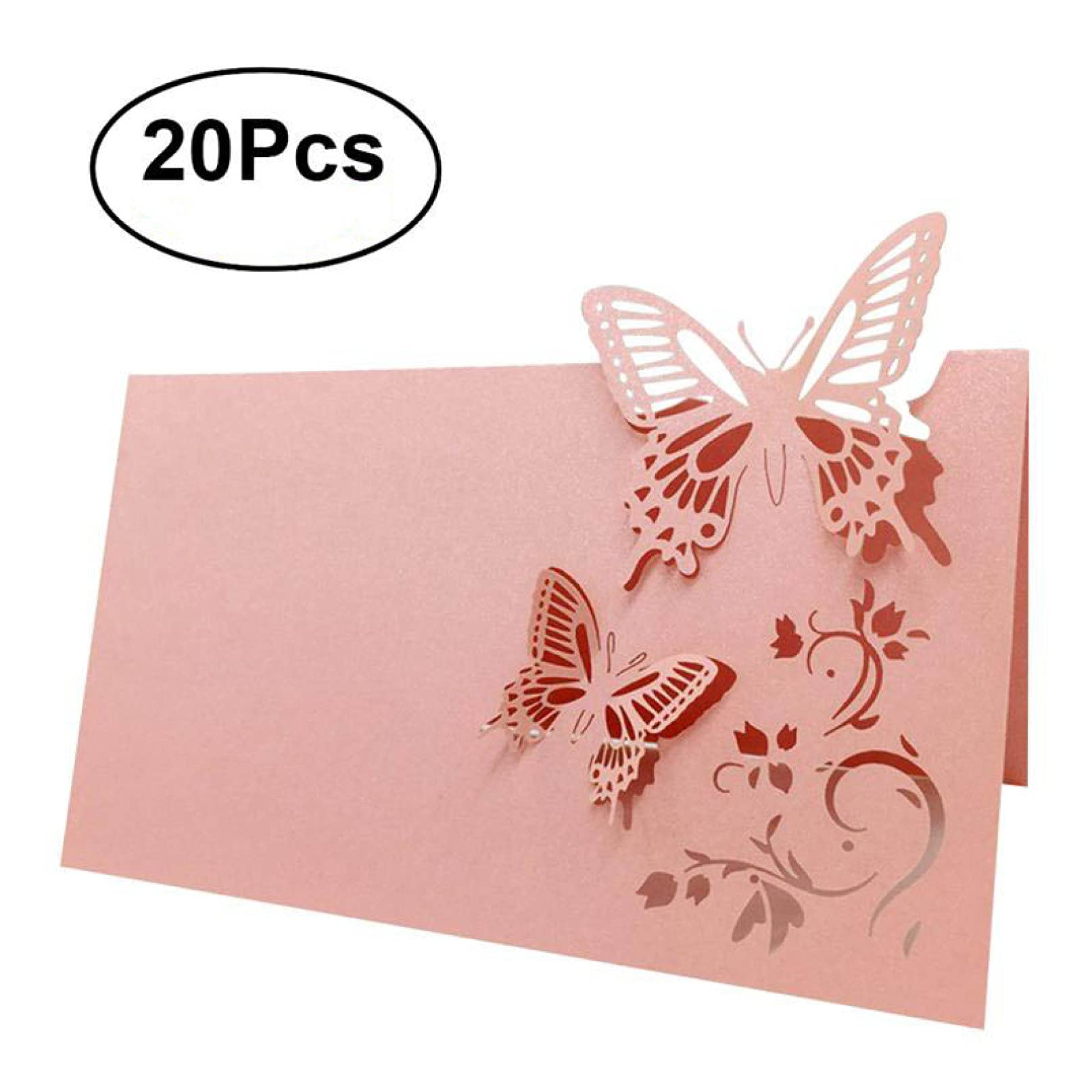 YURASIKU 20 Pcs Hollow Butterfly Table Name Card Wedding Banquet Party Holiday Baby Shower Christmas Place Card