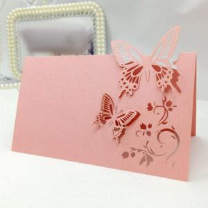 YURASIKU 20 Pcs Hollow Butterfly Table Name Card Wedding Banquet Party Holiday Baby Shower Christmas Place Card