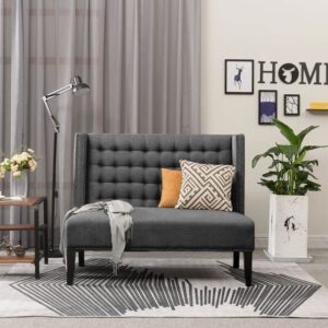 Andeworld Modern Loveseat Settee Bench Sofa Upholstered Banquette Couch for Dining Living Room Hallway or Entryway Seating Funiture with Wooden Legs,Slate