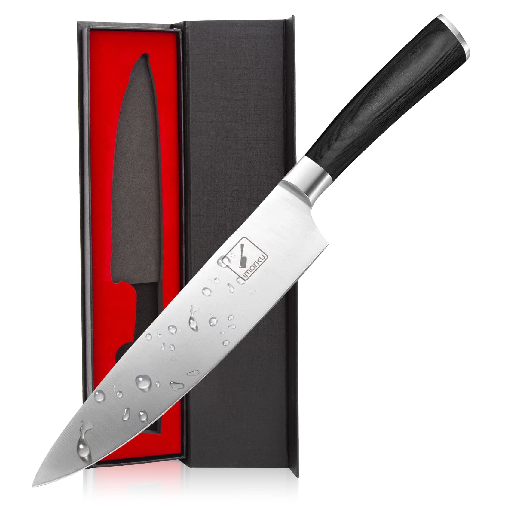 imarku Chef Knife - Pro Kitchen Knife 8 Inch Chef's Knives Japanese SUS440A Stainless Steel Sharp Paring Knife with Ergonomic Handle, Black Handle, Christmas Gifts for Women Men