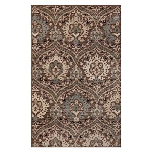 BLUENILEMILLS Blue Nile Mills: Modern Oriental Floral Damask Area Rug with Jute Backing, Light Blue, 7' x 9'